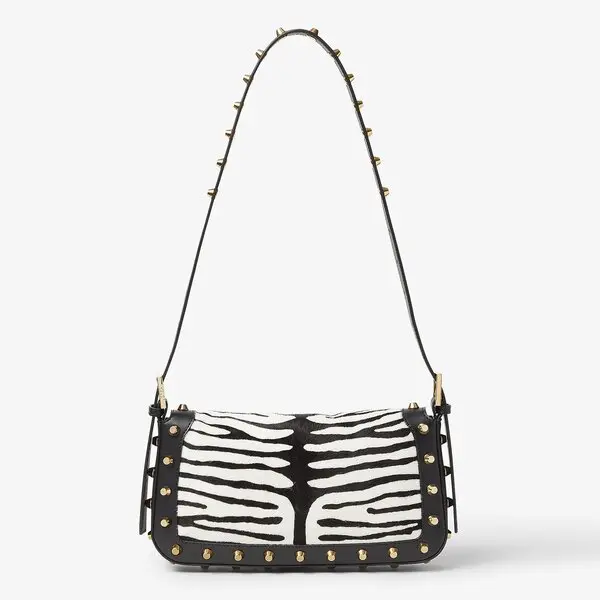 Fendi Baguette® 26424 Tiger-stripe Print Pony-effect Leather Bag With Studs